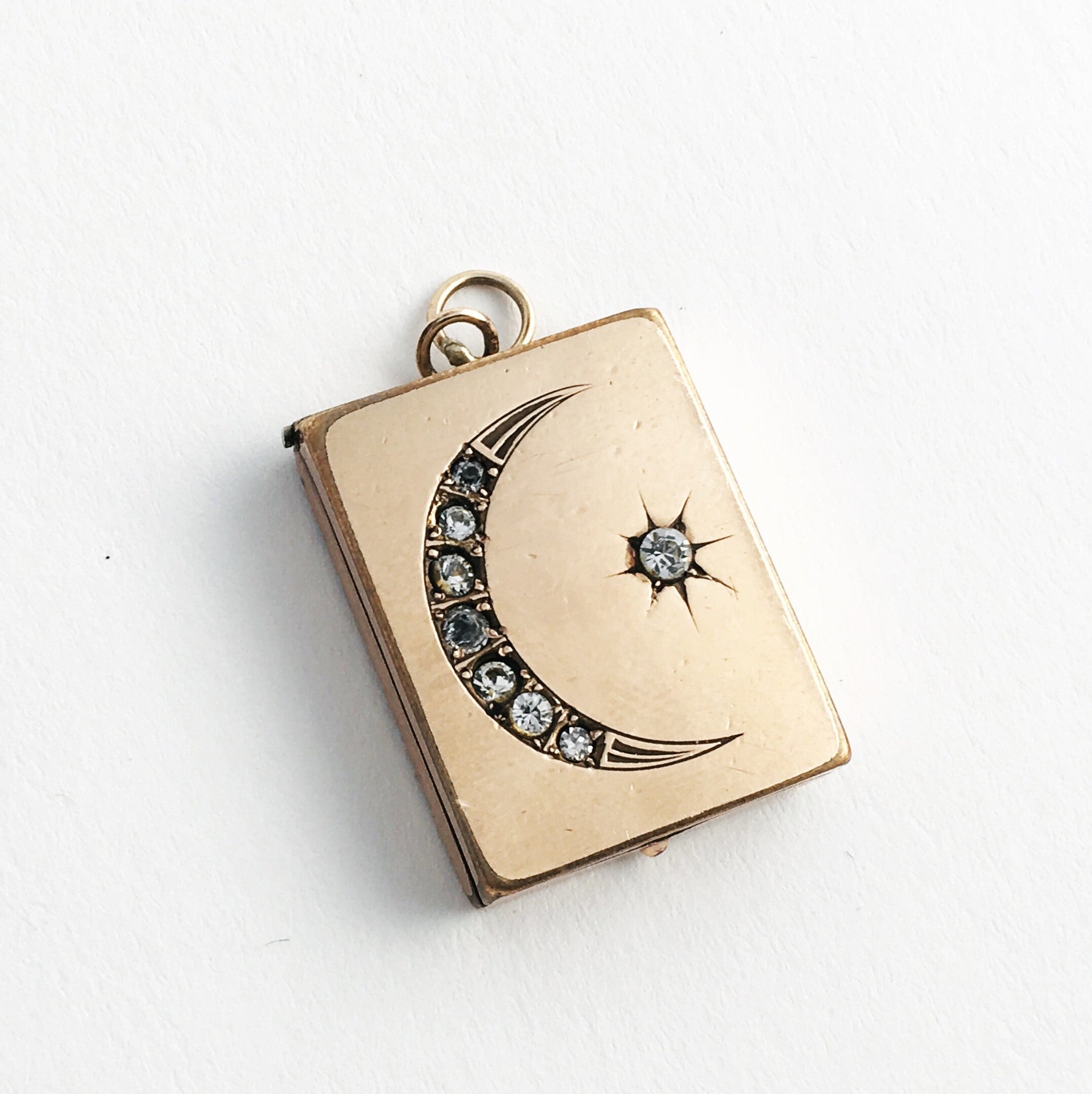 Rectangular Moon & Star Locket - Luna & Stella
